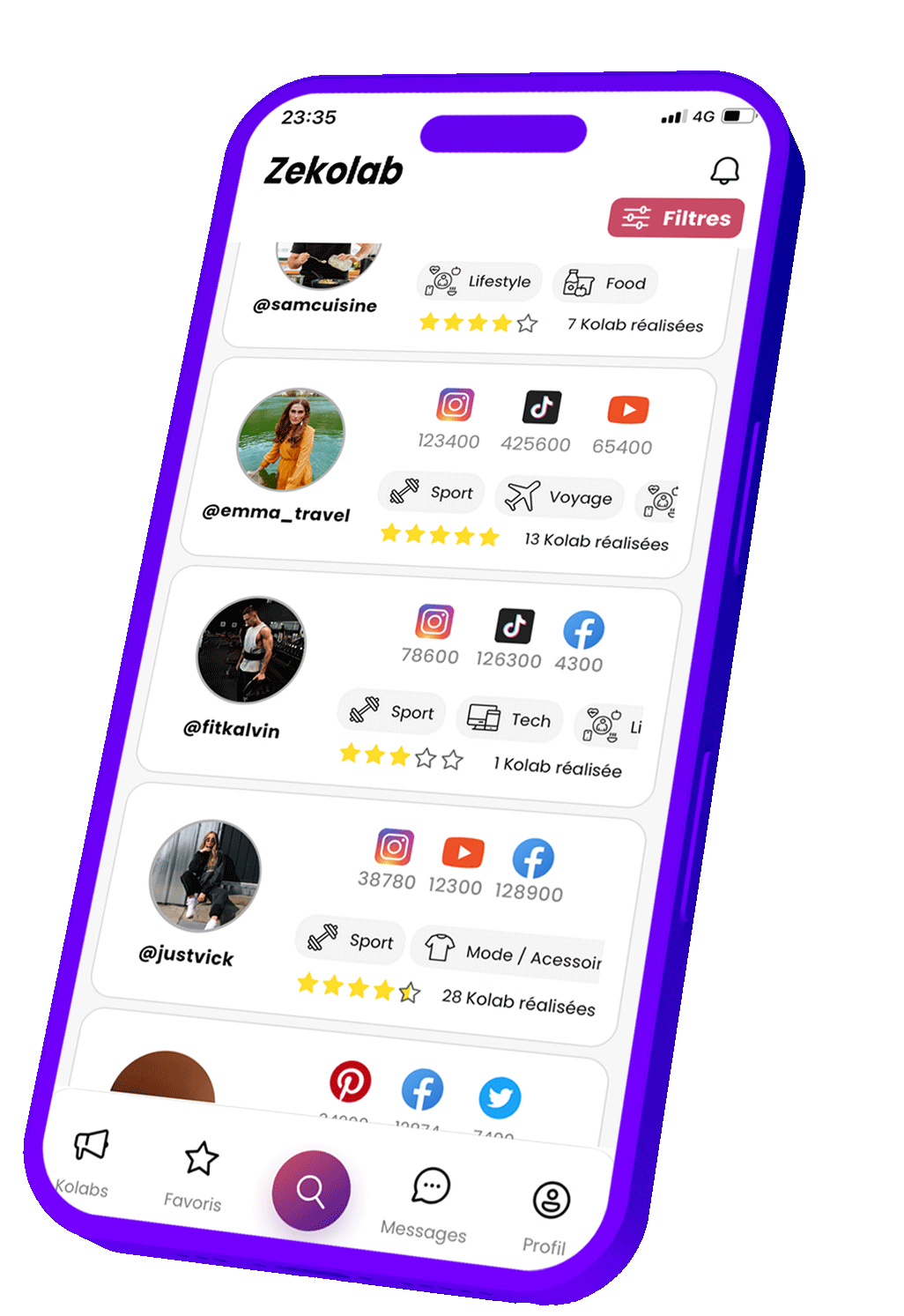 Zekolab | L'Appli pour trouver des Influenceurs en 30 secondes